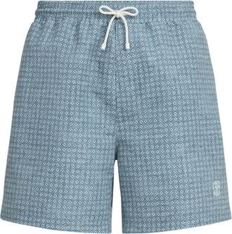 Brunello Cucinelli flower-print swim shorts - Blau