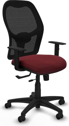 Piqueras y Crespo Ergonomischer Qualit&auml;tsstuhl mit 1D-Armen, h&ouml;henverstellbare Lendenwirbelst&uuml;tze, ausgestattet mit Syncro/Traslack und Schneideschaum, Schwarz/Granat