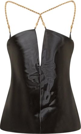 Ferragamo Femme, Tops, Noir, Taille: 36 FR Top sans manches en satin