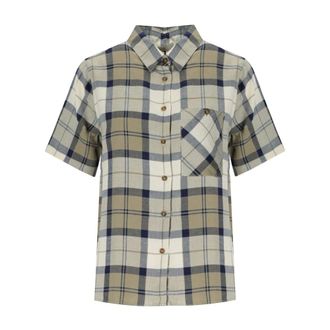 Barbour Femme, Blouses et Chemises, Beige, Taille: 36 FR Chemise &agrave; Carreaux &agrave; Manches Courtes Fern