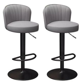 Generic Barhocker-Set (2Er-Set) mit Verstellbarer H&ouml;he, R&uuml;ckenlehne und Fu&szlig;st&uuml;tze - Gepolsterte Sitze, Robustes, Schwarz-Silbernes Metallgestell