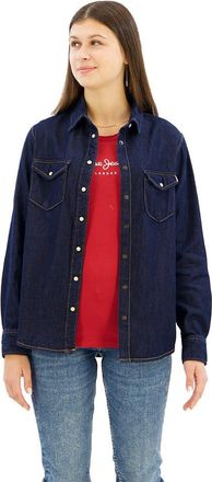 Pepe Jeans London Damen Normales Hemd, Blau (Denim-bc3), Small