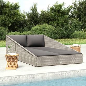 Generic Gartenbett Grau 110x200 cm Poly RattanTerrassenbett, Au&szlig;enterrassen-Tagesbett mit Stahlrahmen, wasserdichte Kissen Zum Entspannen