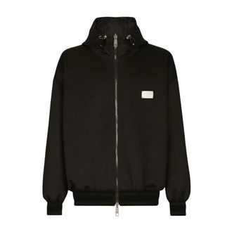 Dolce & Gabbana Homme, Sport, Noir, Taille: S Veste &agrave; capuche rembourr&eacute;e avec plaque logo