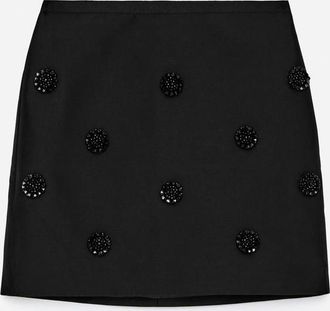 Arket Verzierter Minirock -Schwarz