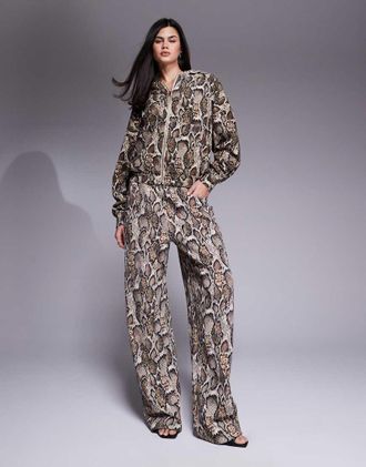 AFRM Oren - Kapuzenjacke aus Baumwolle in Sand mit Schlangenmuster, Kombiteil-Neutral