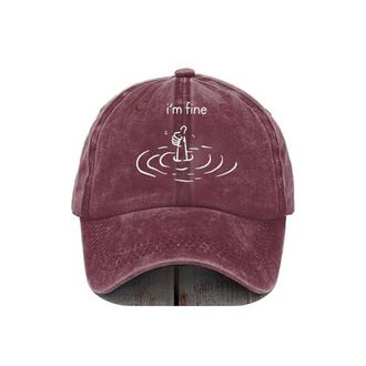 Generic Im Fine Ball Cap Its Fine Im Fine Everythings Fine Hat Funny Graphic Women Men Unisex Hat Medium, rouge vin, M