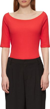 QS by s.Oliver Schmales Rippshirt mit U-Boot Ausschnitt