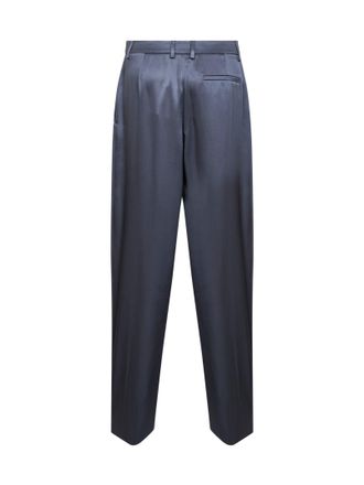 Giorgio Armani Womens Trousers Double Silk Satin Light Blue