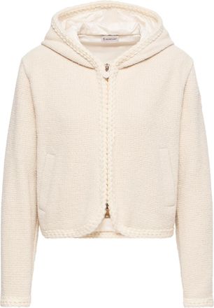 Moncler Moncler Cardigan Zipp&eacute; En Maille Gaufr&eacute;e, Femme, Blanc, Taille: Xl