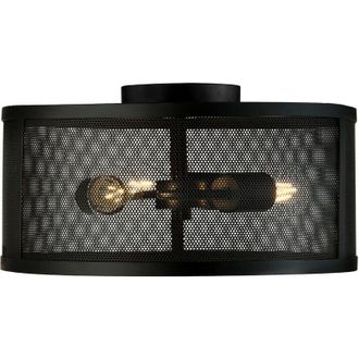 Searchlight Searchlight - Plafonnier vintage salon salle &agrave; manger cage lampe design noir