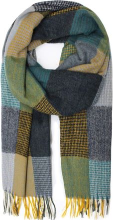 Glamexx24 Karierte Strickschal XXL Damen lang Kuschelige warme Schal mehrer farben Fransen Poncho Schal Oversized Deckenschal