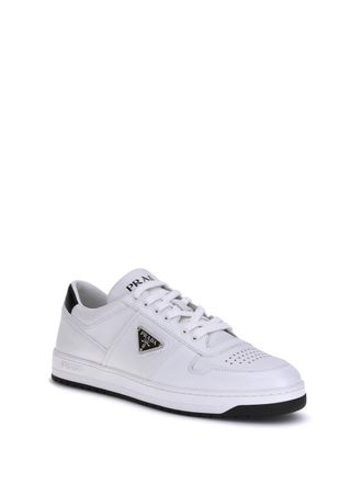 Prada Mens Leather Sneakers Bianco+nero Lace Up