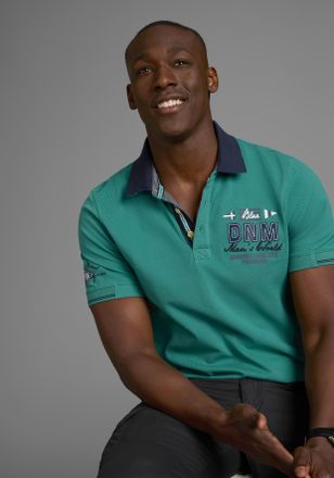 Man's World Poloshirt MANS WORLD, Herren, Gr. 4XL (68/70), gr&uuml;n (smaragdgr&uuml;n), Piqu&eacute;, Obermaterial: 100% Baumwolle. Gewebtes Material: 100% Baumwolle, bedruckt, u
