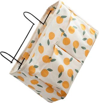 SOLUSTRE Hängende Aufbewahrungstasche Aus Baumwolle Und Eisen Mit Zitronenmuster Für Schlafzimmer Und Studentenwohnheim Stabiler Bett Organizer Praktischer Nac