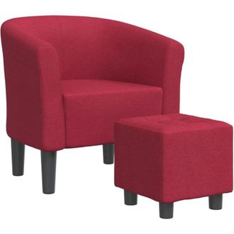 vidaXL Clubsessel mit Fu&szlig;hocker Weinrot Stoff Vidaxl