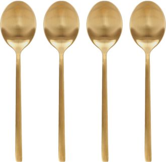 Argon Tableware Argon Tischware Nachtischlöffel aus Edelstahl - 20cm - Gold - 4X Essen Tisch Löffel Hochglanzpoliert Suppe Löffel 4-Stück Abendessen Löffel Besteckset