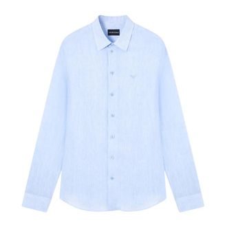 Emporio Armani Leinenhemd - - Shirts - Herren - Blau - L