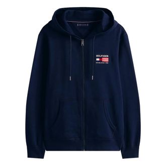 Tommy Hilfiger Homme, Sweatshirts et sweats &agrave; capuche, Bleu, Taille: XL Ciel du D&eacute;sert Zip Through Hoody