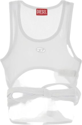 Diesel Femme, Tops, Blanc, Taille: 36 FR Top c&ocirc;tel&eacute; &agrave; col rond