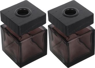 BESPORTBLE Veemoon Leere Glas Aromatherapieflaschen 2X 100ml Quadratisch mit Holzdeckel Wiederbef&uuml;llbar Duftdiffusor f&uuml;r &Auml;therische &Ouml;le Wohn und Autoduft Zubeh&ouml;r