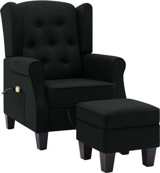 vidaXL Massagesessel mit Hocker Schwarz Stoff - Vidaxl