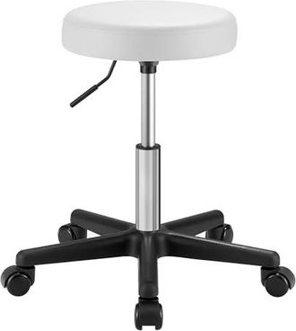 Songmics Barhocker auf Rollen, Barstuhl, höhenverstellbarer, Drehhocker, PU-Bezug, Arbeitshocker für Kosmetikstudios, Friseursalons, Büros, Praxen, wolkenweiß 