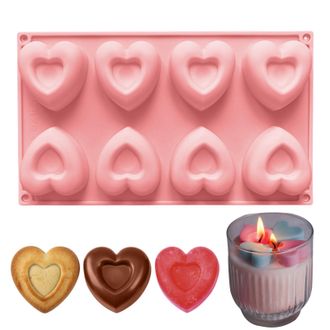 Generico Herzform - Silikonform f&uuml;r Kuchen mit 8 Mulden, Fondantformen, zum Dekorieren von Kuchen, S&uuml;&szlig;igkeiten, Partys, Harzkunst und Valentinstag