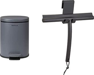 Blomus PARA- Treteimer, 5L, 29 x 21 x 21 cm, Magnet, 69210 & VIPO- Duschwischer aus Silikon, Magnet, Duschabzieher in exklusiver Optik, streifenfreie Reinigu