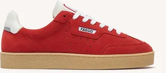 Faguo Baskets cuir su&egrave;de rouges
