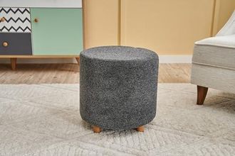 Atelier Del Sofa Stylish Anthracite Pouffe, 40 x 40 x 40 cm | 100% Wooden Frame, 100% Polyester & Cotton Fabric | Comfortable 32 DNS Foam for Modern Living Spaces