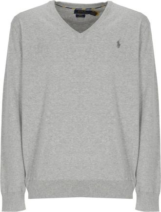 Ralph Lauren Homme, Pulls, Gris, Taille: M Pull en coton &agrave; col en V coupe slim