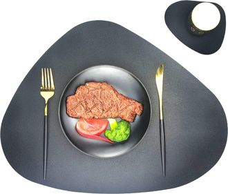Railonch Zweifarbig Tischsets Lederoptik, Oval Leder Platzset und Untersetzer Abwischbar, Rutschfest Wasserdicht PVC Platzdeckchen f&uuml;r K&uuml;che, Restaurant, Hotel