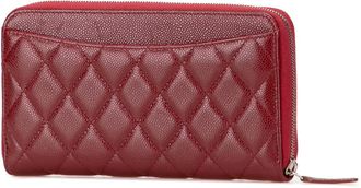 Chanel Portemonnaie - CC Quilted Caviar Zip Around Long Wallet - Gr. unisize - in Rot - f&uuml;r Damen
