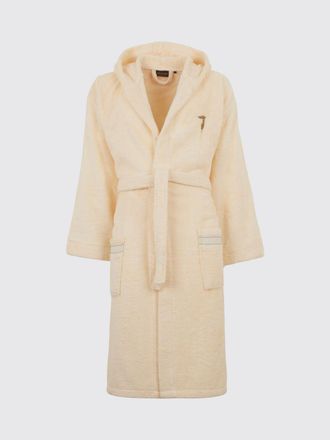Trussardi Peignoir &agrave; capuche en &eacute;ponge de coton avec logo brod&eacute; contrastant