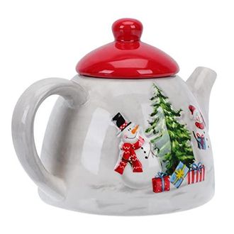 Cabilock Weihnachtskeramik-Kaffee-Teekanne: Weihnachts-Teekessel, Feiertags-Teegeschirr, Herdplatten-Teekanne, Keramik-Teekanne for Teeliebhaber, antike Heimde