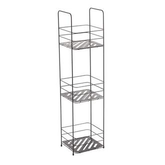 MSV Badregal mit 3 Ablagen Badezimmerregal Standregal K&uuml;chenregal Aufbewahrung - Metall schwarz matt