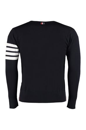 Thom Browne Mens Merino Wool Crew-Neck Sweater Blue Merinos Sweatshirts