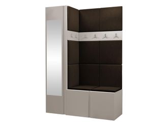 Mirjan24 Garderoben-Set Monati X, Kleiderschrank mit Spiegel, Schuhschrank + 2X Kleiderhakenbrett Gepolstertes Paneel/Wandpaneel, 6 Doppelhaken Flurgarderobe, 