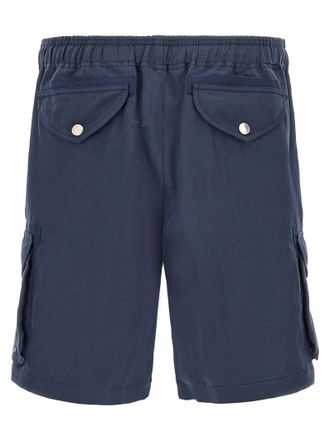 Brunello Cucinelli Cargo Cotton-Linen Bermuda Shorts - Navy