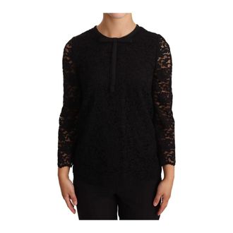 Dolce & Gabbana Femme, Tops, Noir, Taille: 32 FR Haut &Eacute;l&eacute;gant en Dentelle Florale Noire