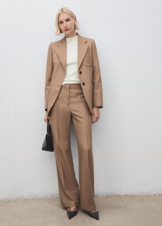 Mango Tailliertes Jersey mit Perkins-Kragen ecru - Damen - XS - MANGO