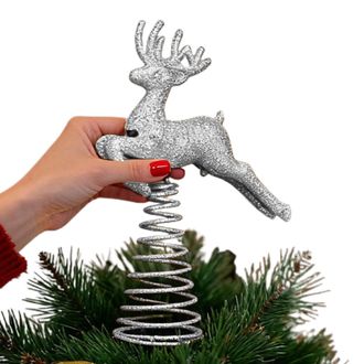 Generic Tree Toppers,Gold Figurines Cute - Silver Deer Figure Christmas Topper | for Living Room Bedroom Mantle Entryway Balcony Classroom Farmhouse Events Ho