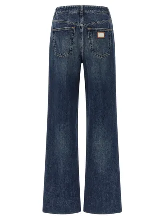 Dolce & Gabbana Wide-Leg High-Waist Cotton Jeans - Blue