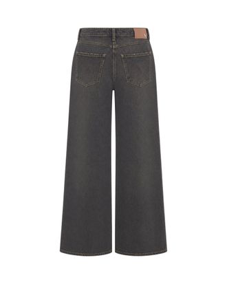 Patrizia Pepe Wide-Leg Washed Denim Jeans - Brown