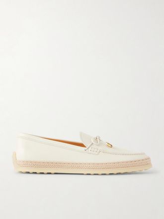Tod's Mocassins En Cuir &Agrave; Finitions En Raphia Et &Agrave; Noeuds Gomma - Blanc cass&eacute;