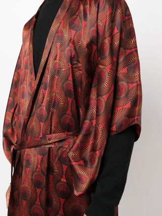 Ozwald Boateng Geometric-Print Silk Kimono - Red