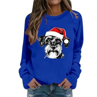 Generic Sweat-Shirt décontracté col Rond pour Femmes Confortable et Doux en Polaire imprimé Tendance Parfait pour Le Quotidien et Les Vacances (Blue, XXXL)