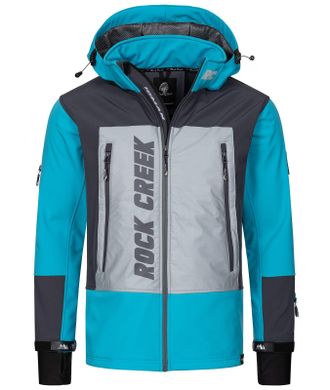 Rock Creek Herren Softshell Jacke Outdoor Jacke Windbreaker &Uuml;bergangsjacke Anorak Kapuze Regenjacke Winterjacke Herrenjacke Jacket H-238 Himmelblau 3XL