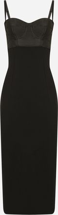 Dolce & Gabbana Longuette-kleid Aus Jersey Und Satin - Frau Kleider Schwarz Viskose 36